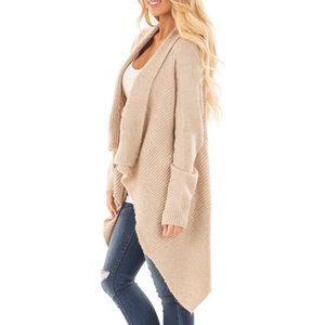 fairlygirly | Sweaters | Open Drape Front Waterfall Lapel Knit Cardigan ...